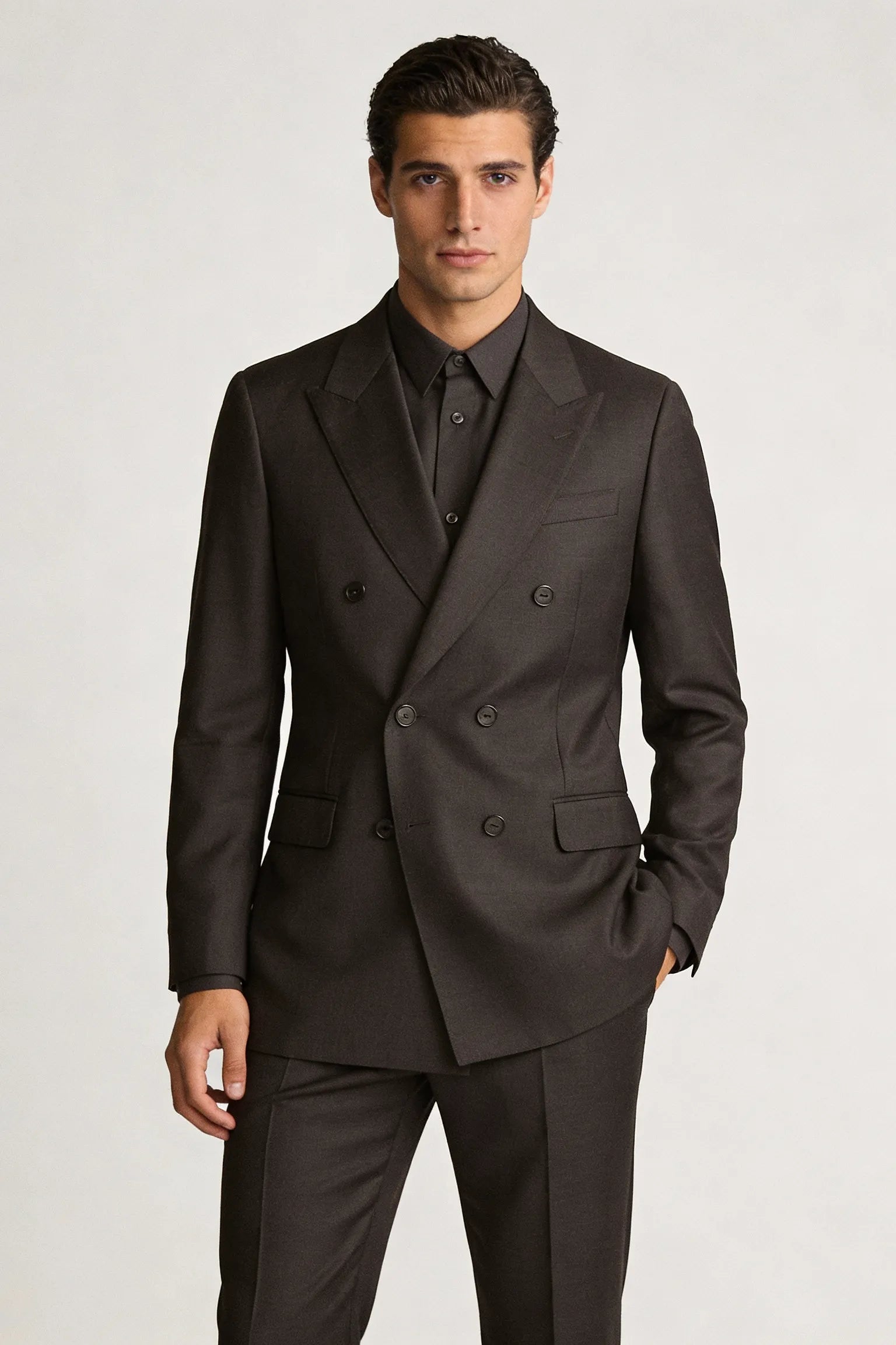 Lorenzo Brown Plaid Italian Wool Suit